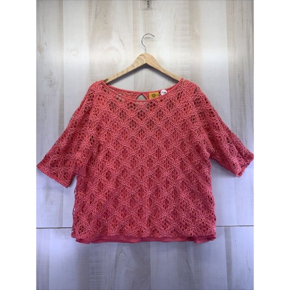 Ruby Rd. | Tops | Ruby Rd Womens Lace Pink Overlay Short Sleeve Top726 ...